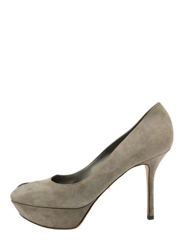 SERGIO ROSSI 105mm Leather Heeled Pumps - Grey