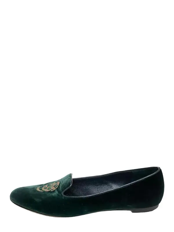 Alexander McQueen Embroidered Velvet Loafers - Green