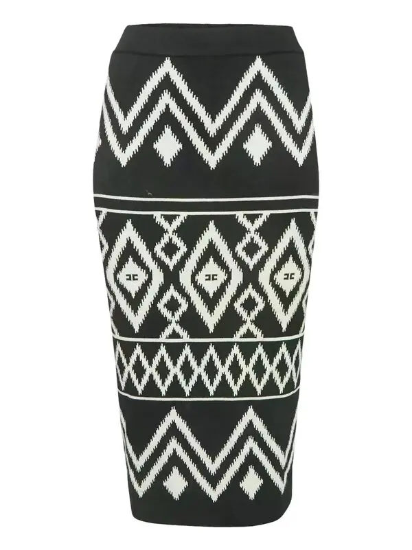 Elisabetta Franchi Chevron-patterned Skirt - Black