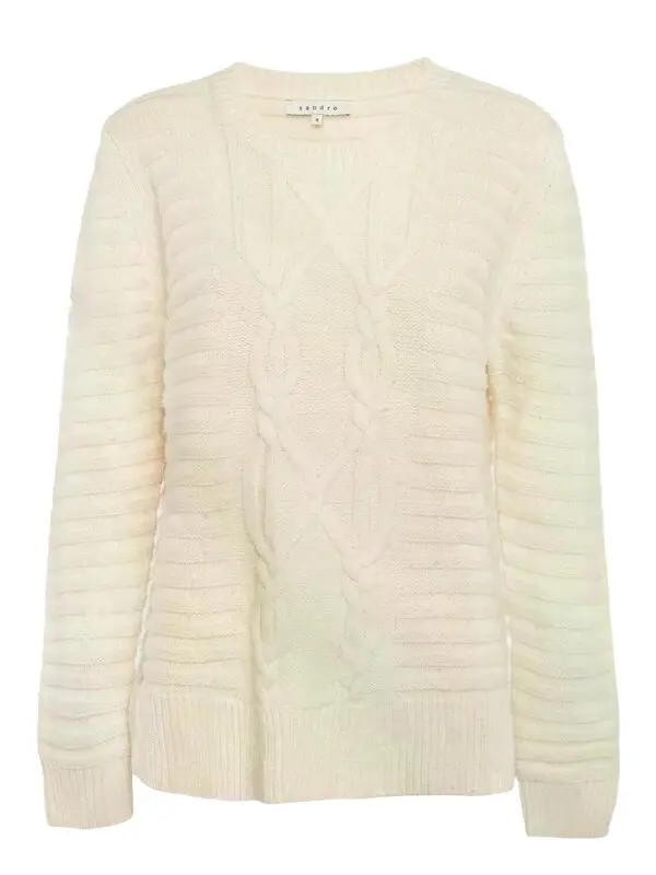 Sandro Merino Wool Cable-knit Sweater - Neutrals