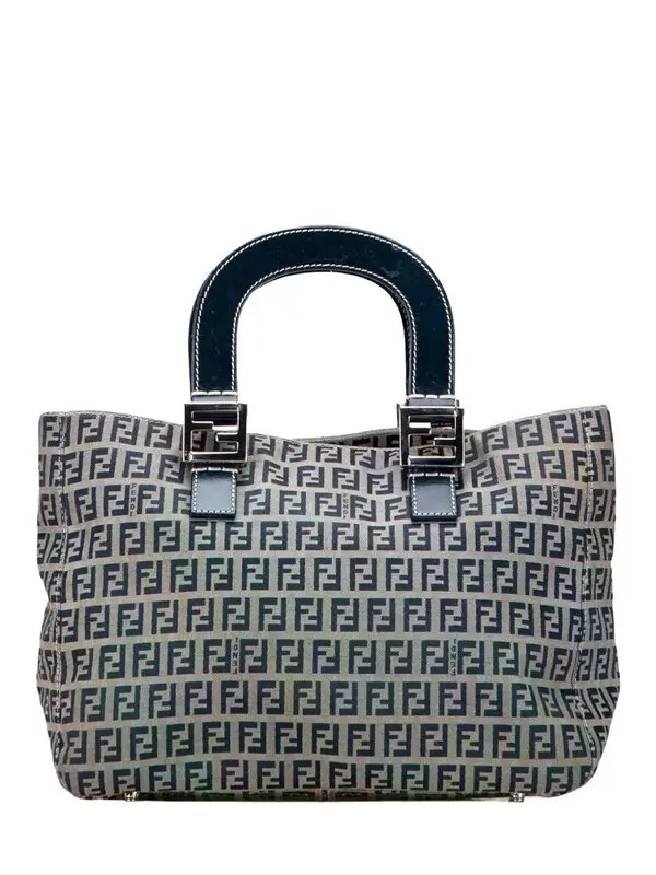 Fendi 2000-2010 Small Zucchino Canvas Twins Tote Bag - Grey