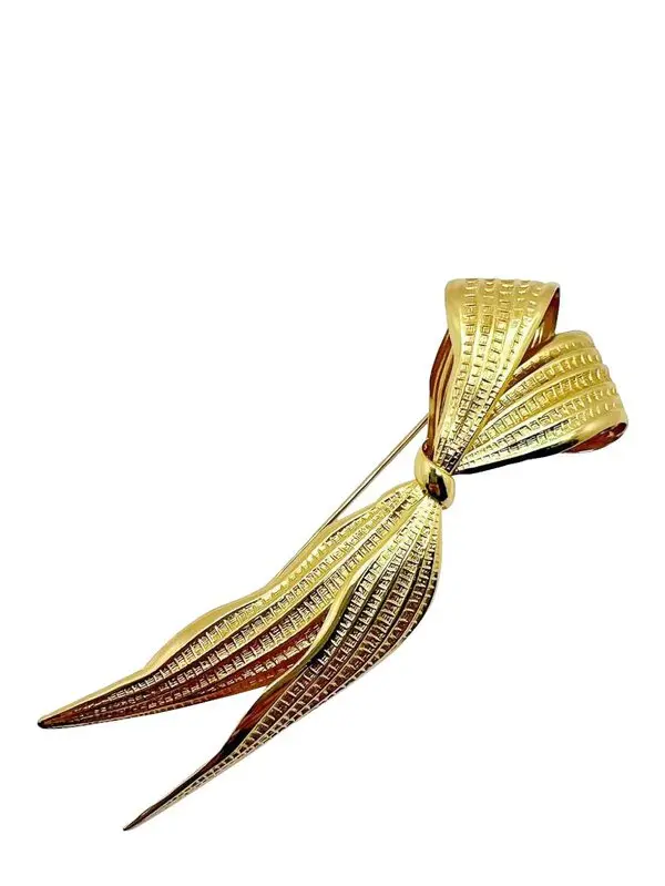 Dior 1970s Elongated Bow Brooch - Gold