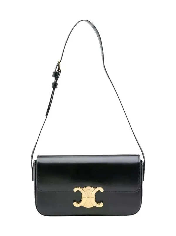 Celine Shiny Calfskin Claude Shoulder Bag - Black