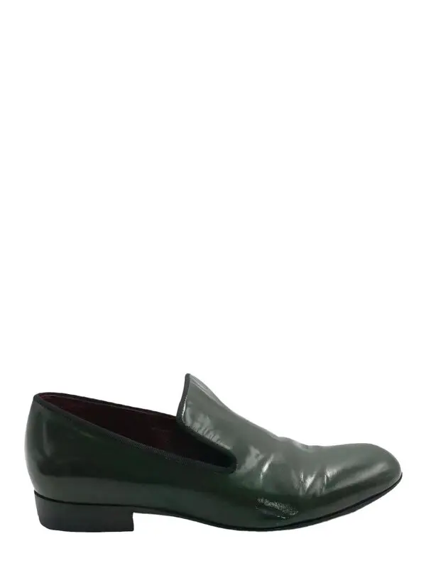 Celine Leather Flat Loafers - Green