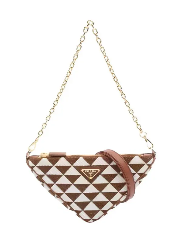 Prada 2010s Symbole Triangle Shoulder Bag - Brown