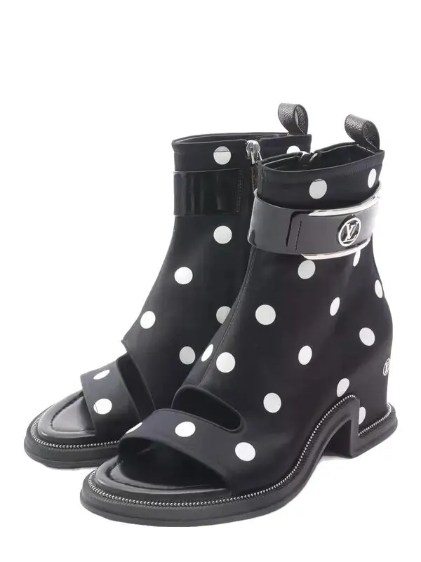 LOUIS VUITTON 90mm Moonlight Line Polka-dot Ankle Boots - Black