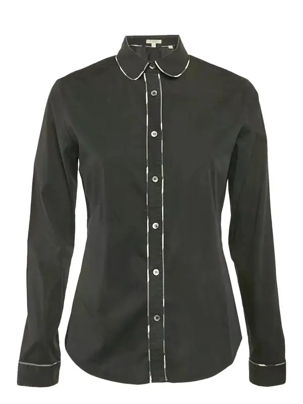 Burberry Contrast-trim Cotton Shirt - Black