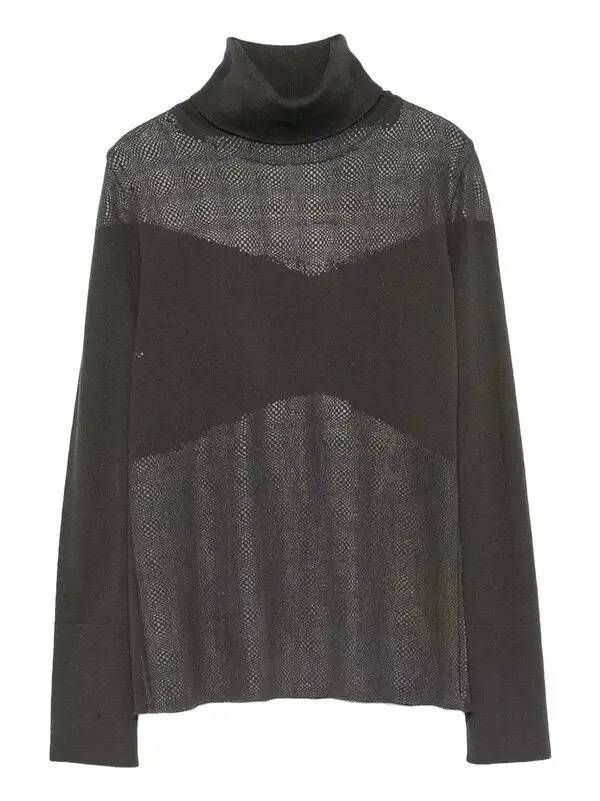 Gianfranco Ferre 2000s Mesh-panel Turtleneck Sweater - Grey