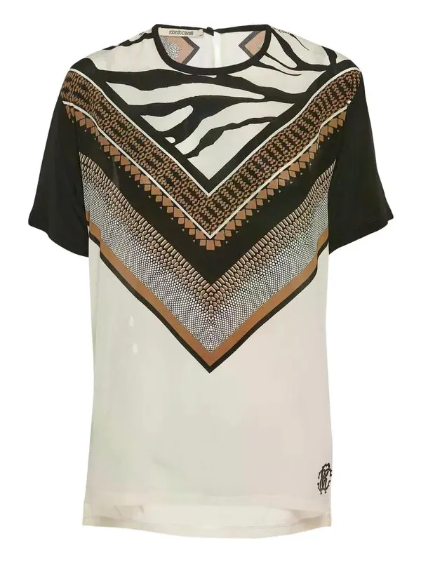 Roberto Cavalli Crew-neck Silk T-shirt - White
