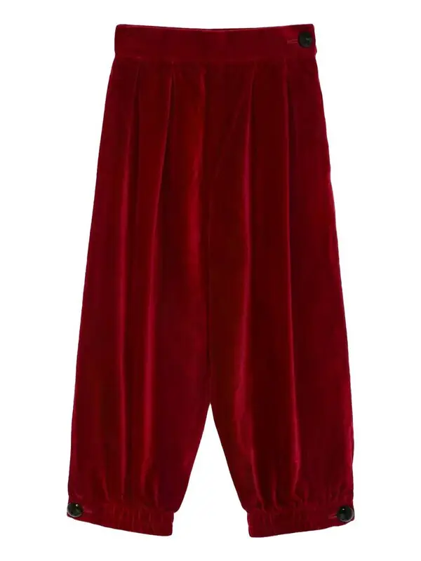 Saint Laurent 1991 Pleated Velvet Trousers - Red