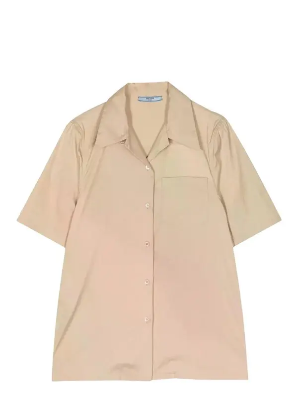 Prada Short-sleeved Cotton-blend Shirt - Neutrals