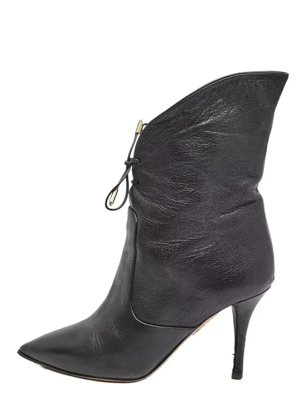 AQUAZZURA 85mm Pointed-toe Leather Ankle Boots - Black