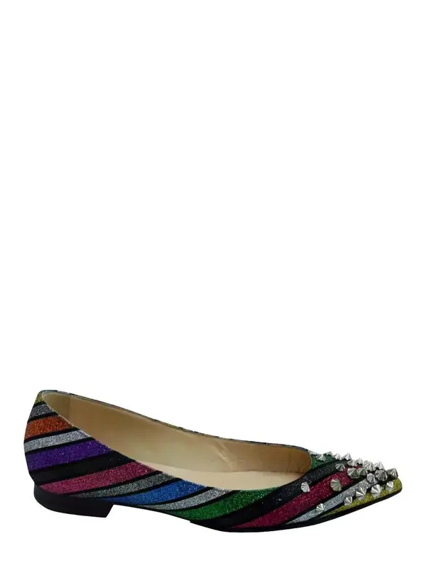 CHRISTIAN LOUBOUTIN Drama Stripe Studded Flats - Pink