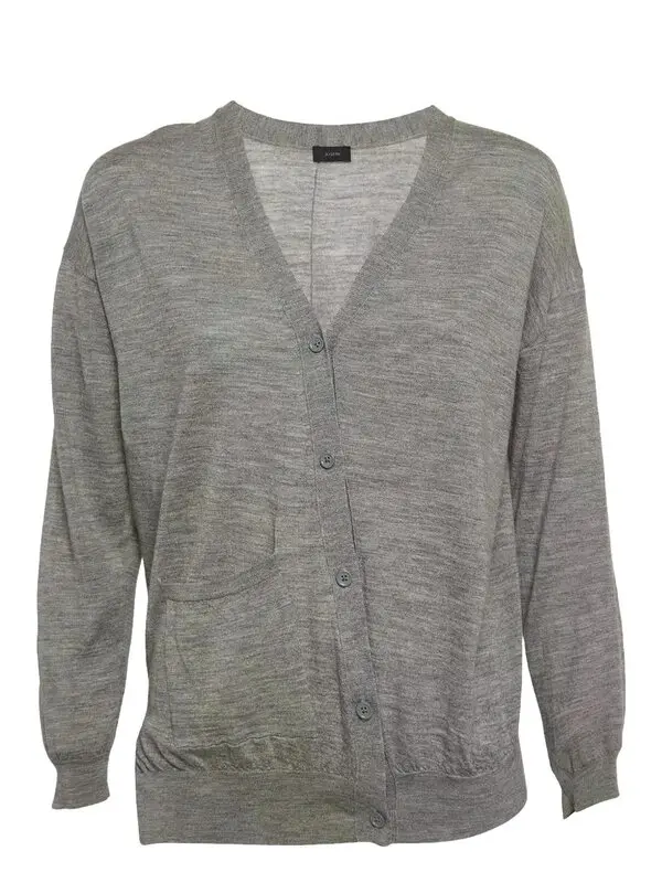 JOSEPH Asymmetrical Rib Knit Cardigan - Grey