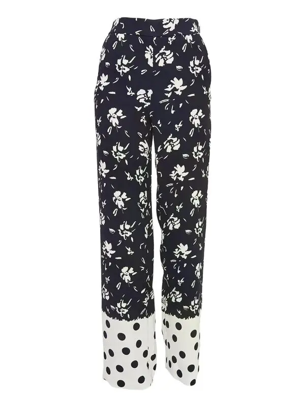 Carolina Herrera Floral And Polka Dot Print Trousers - Blue