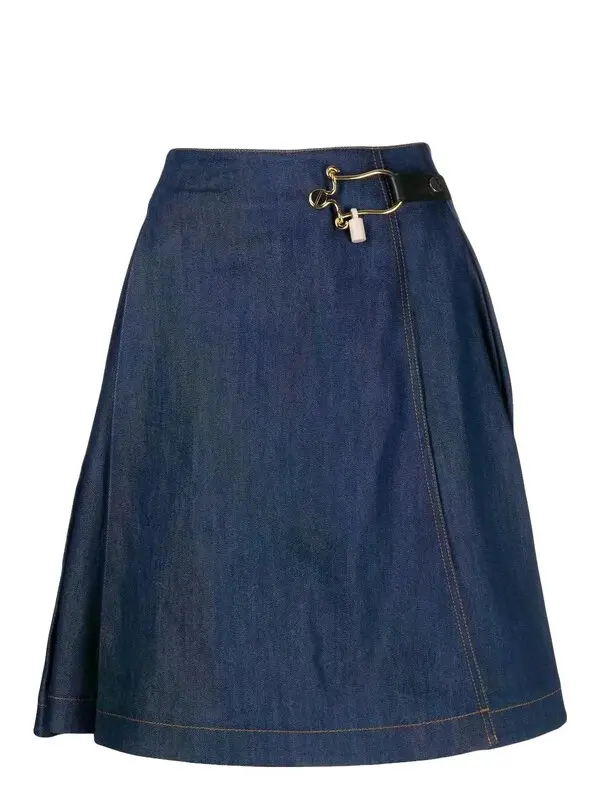 Balenciaga Flared Denim Skirt With Toggle Fastening - Blue