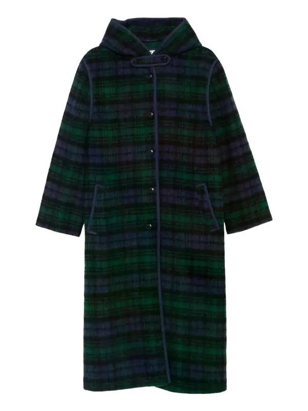 A.N.G.E.L.O. VINTAGE CULT 1970s Checked Hooded Coat - Blue