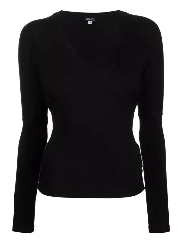 Versace 2000s Fine-knit V-neck Jumper - Black