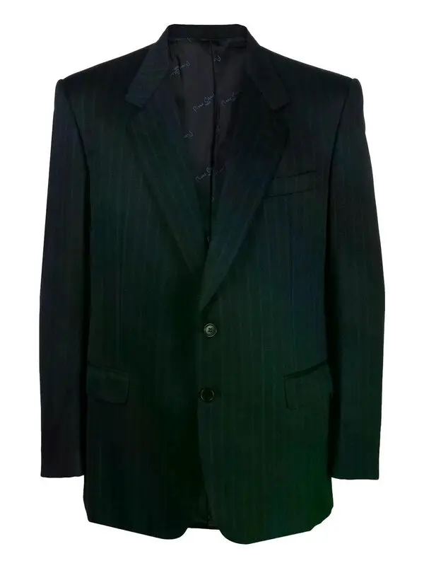 Pierre Cardin 1990s Pinstriped Notched Lapels Blazer - Blue