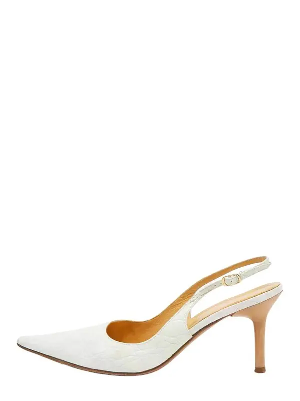 Casadei 80mm Quilted Leather Slingback Pumps - White