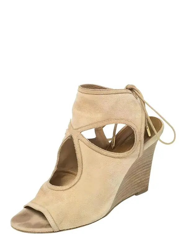 AQUAZZURA 90mm Cut-out Wedge Sandals - Neutrals