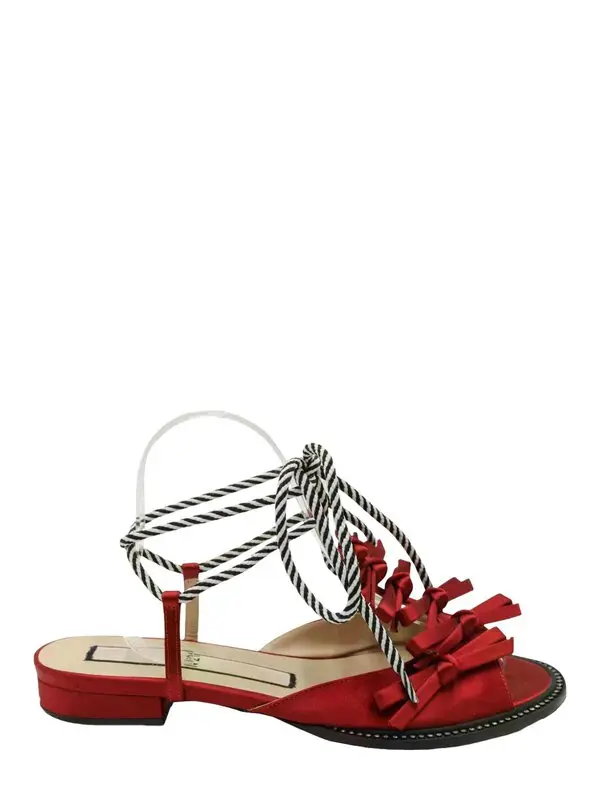 N°21 Ankle-tie Bow Sandals - Red