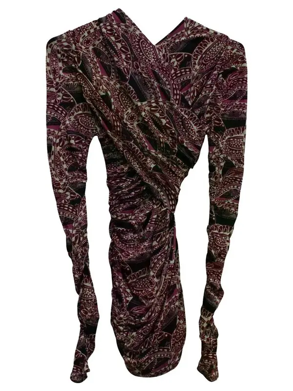 ISABEL MARANT VINTAGE Paisley-print Ruched Mini Dress - Purple