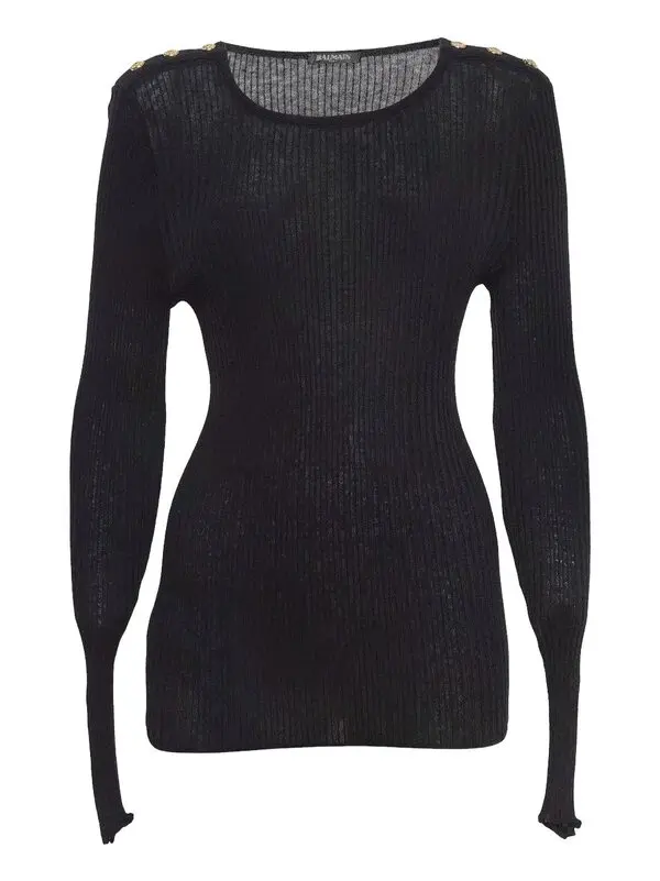 Balmain Ribbed Button-detail Sweater - Black