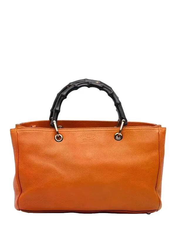 Gucci 2016-2025 Medium Calfskin Bamboo Shopper Satchel - Orange