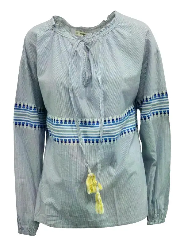 LEMLEM Striped Embroidered Blouse - Blue