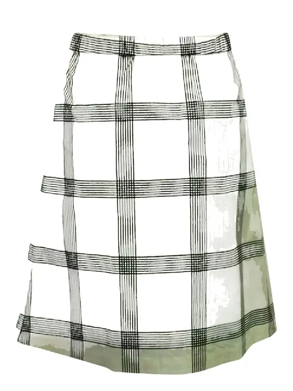 Tory Burch Tartan Pleated Midi Skirt - Green