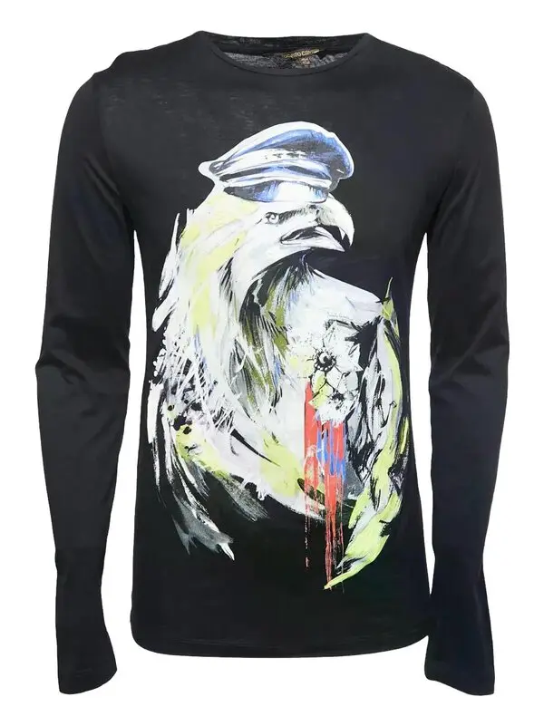 Roberto Cavalli Eagle-print Long-sleeves T-shirt - Black