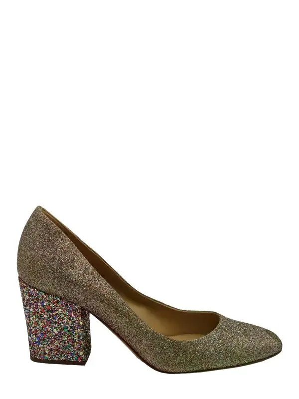 SERGIO ROSSI Glitter Block-heel Pumps - Brown