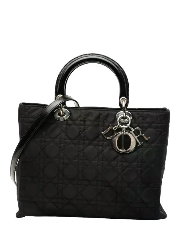 Dior 2000 Nylon Cannage Lady Satchel - Black