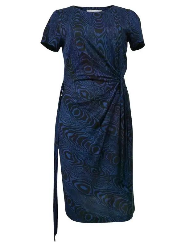 Diane Von Furstenberg Wood Grain-printed Dress - Blue