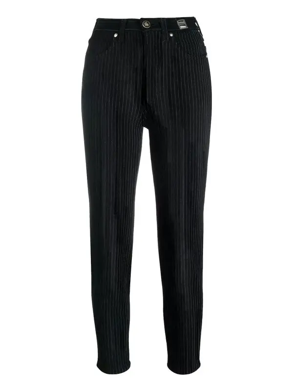 Versace 2000s Pinstripe Skinny-cut Trousers - Black