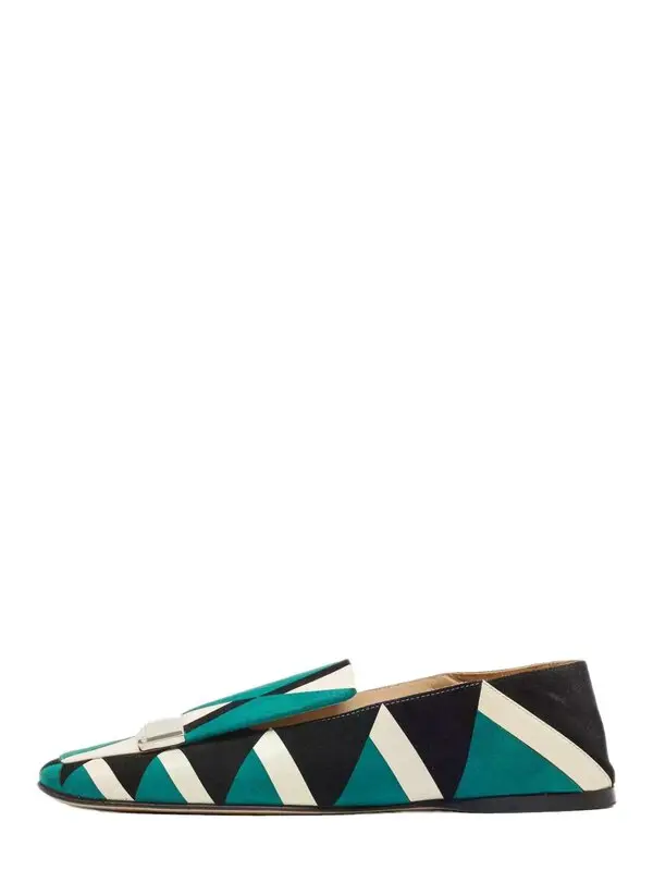 SERGIO ROSSI Geometric-pattern Ballet Flats - Blue