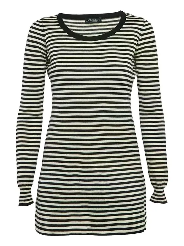 Dolce & Gabbana Striped Wool Top - Black