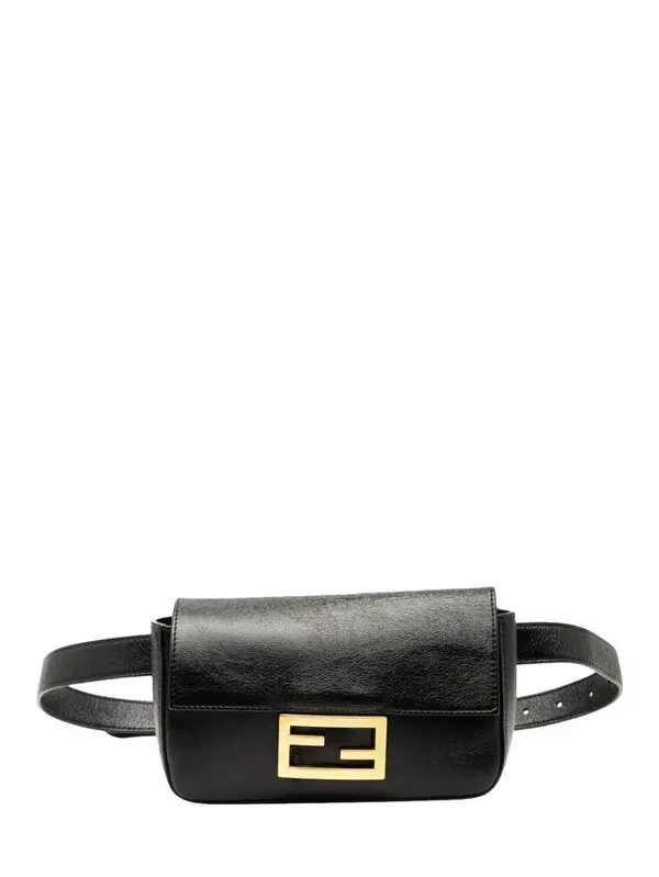 Fendi Leather Ff Logo Baguette Belt Bag - Black