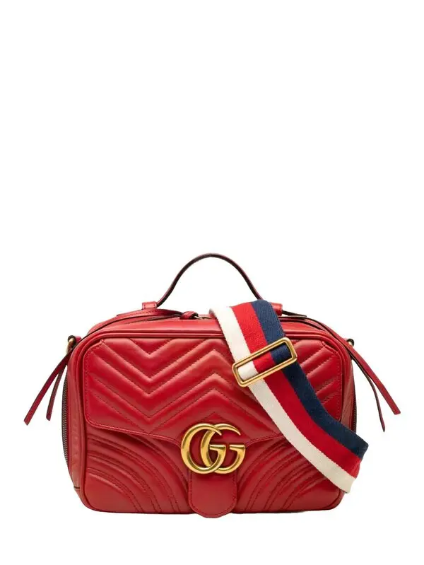 Gucci Small Gg Marmont Matelassé Sylvie Top Handle Satchel - Red