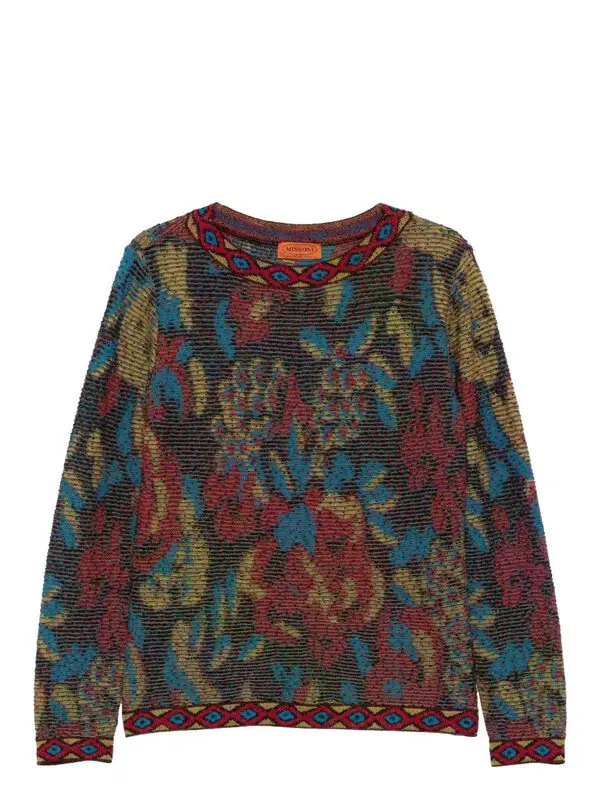 Missoni 1990s Floral-print Ribbed Sweater - Blue