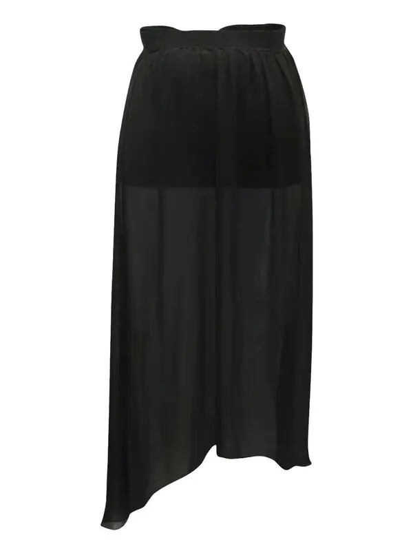 Alice + Olivia Ruffle Sheer Midi Skirt - Black