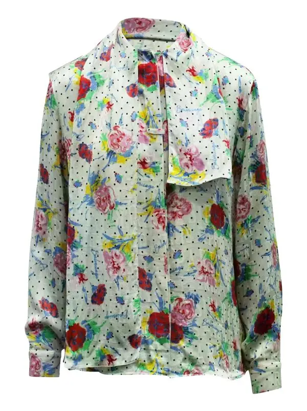 Balenciaga Floral-print Silk Shirt - White