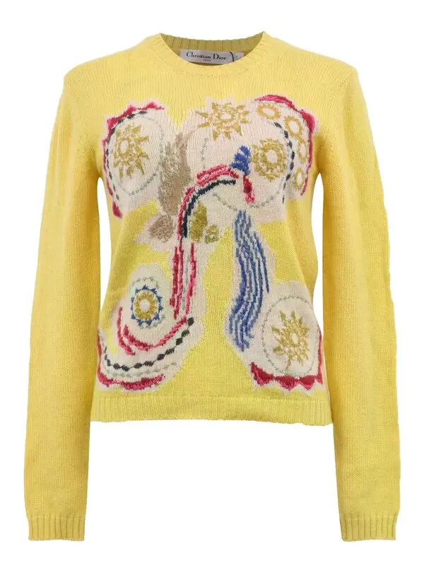 Dior Embroidered Crewneck Sweater - Yellow