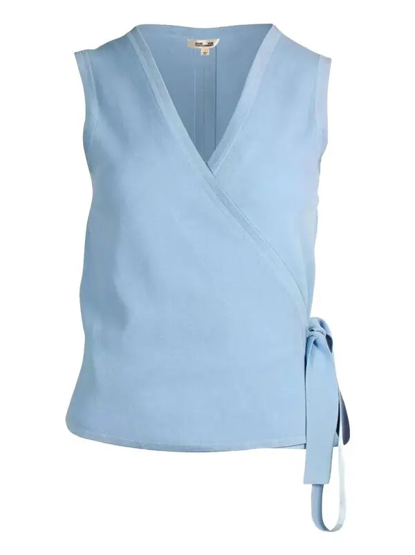 Diane Von Furstenberg Wrap-tie Sleeveless Blouse - Blue