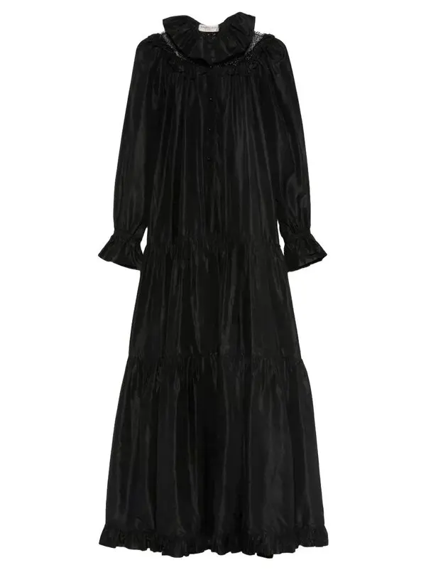 Balenciaga 1970s Ruffled-detail Maxi Dress - Black