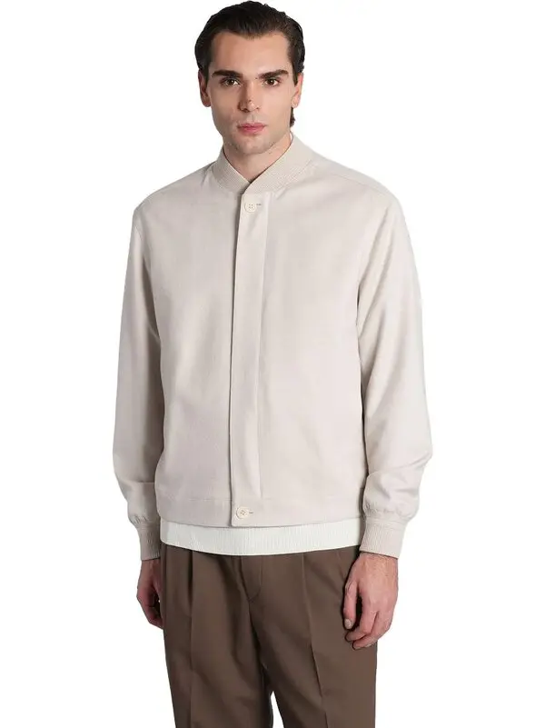 Zegna Bomber Jacket In Cashmere - Beige