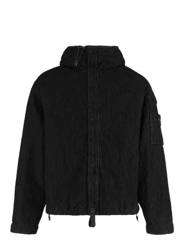 Stone Island Hooded Corduroy Jacket - Black