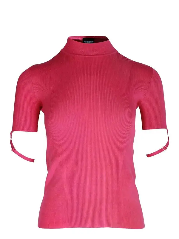 Jacquemus Ribbed High-neck Top - Pink