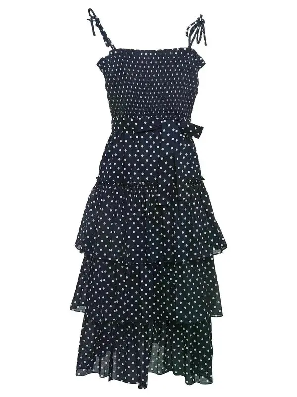 Tory Burch Tiered Polka-dot Midi Dress - Blue